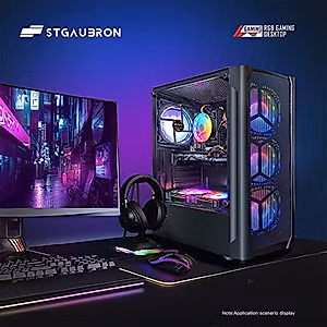 STGAubron Gaming Desktop PC Computer,Intel Core I7 3.4 GHz up to 3.9 GHz,Radeon RX 580 8G GDDR5,16G RAM,512G SSD,WiFi,Bluetooth 5.0,RGB Fanx6,RGB Keyboard&Mouse&Mouse Pad,RGB BT Sound Bar,W10H64