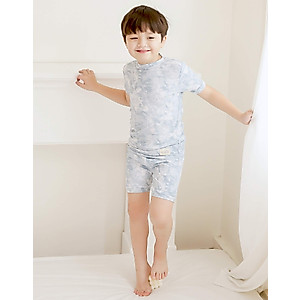 VAENAIT BABY Infant Toddler Boys Girls Pajamas Sleepwear Summer Short Pjs 2pcs Set Painting Powderblue S