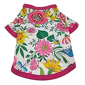 hionre Attractive Pet Shirt Fine Workmanship Fabric Breathable Plant Printed Pet Clothes for Summer Pet Shirt for Outdoor