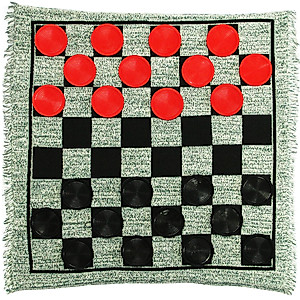 Lulu Home Jumbo Checkers, Giant 3-in-1 Checkers Game Rug Board Game Set, 2 Players