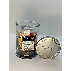 Tuscany Candle Warm Birch Woods Premium Marbled Wax Candle 2- Wick 18oz.