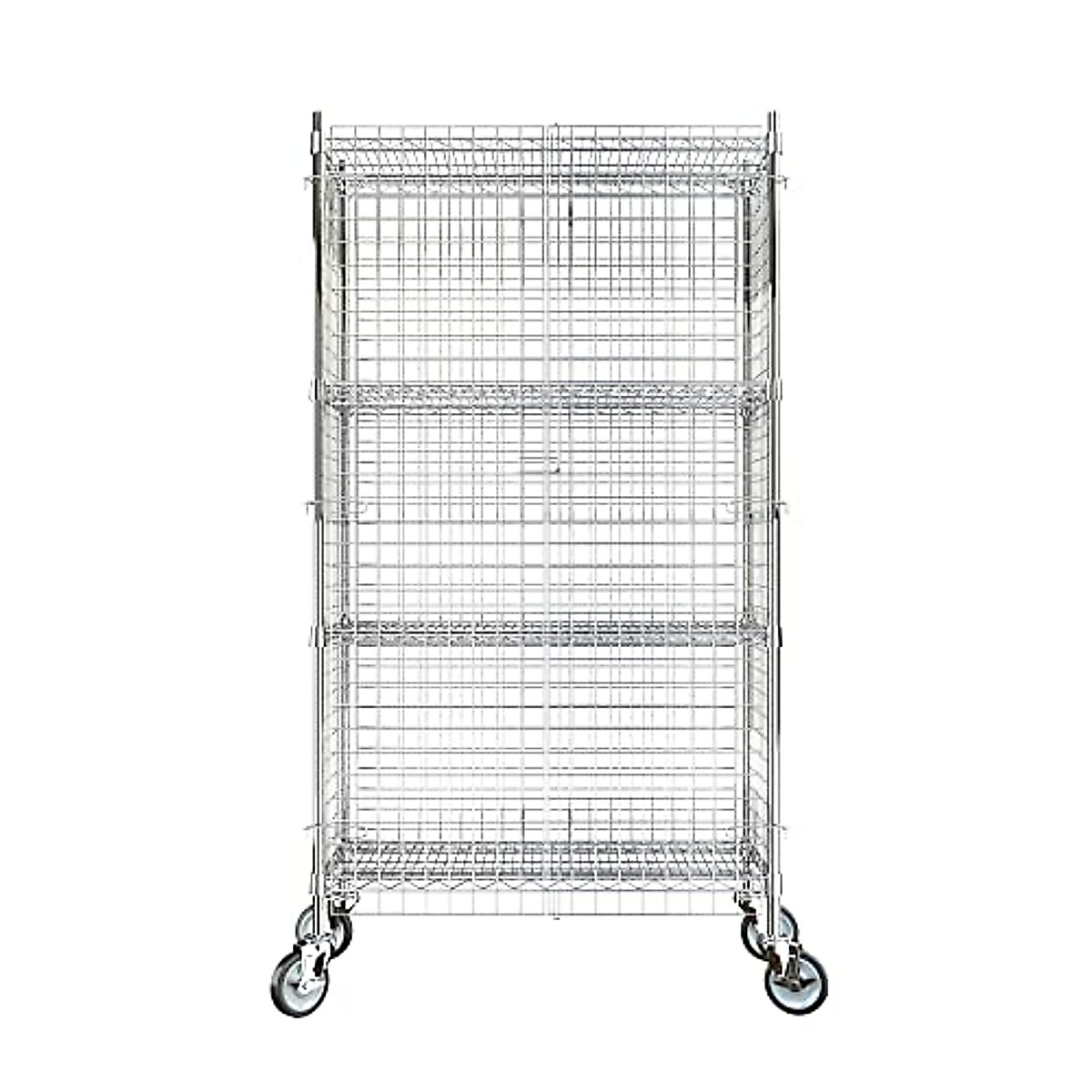 Krollen Industrial NSF Mobile Wire Chrome Security Cage Kit - 18" x 36" x 69" with 4 Shelves