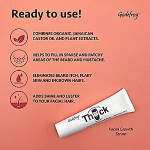 Godefroy Thick Beard and Mustache Growth Serum For Ethnic Hair Types, 15 ml