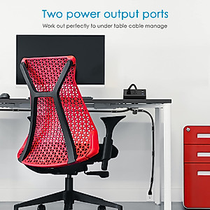 CCCEI Fast Charging Desk Clamp Power Strip, QC 3.0 USB Port, 500J Surge Protector on Desktop Mount Power Strip, Fit 1.6 inch Tabletop Edge Thick. (Black).