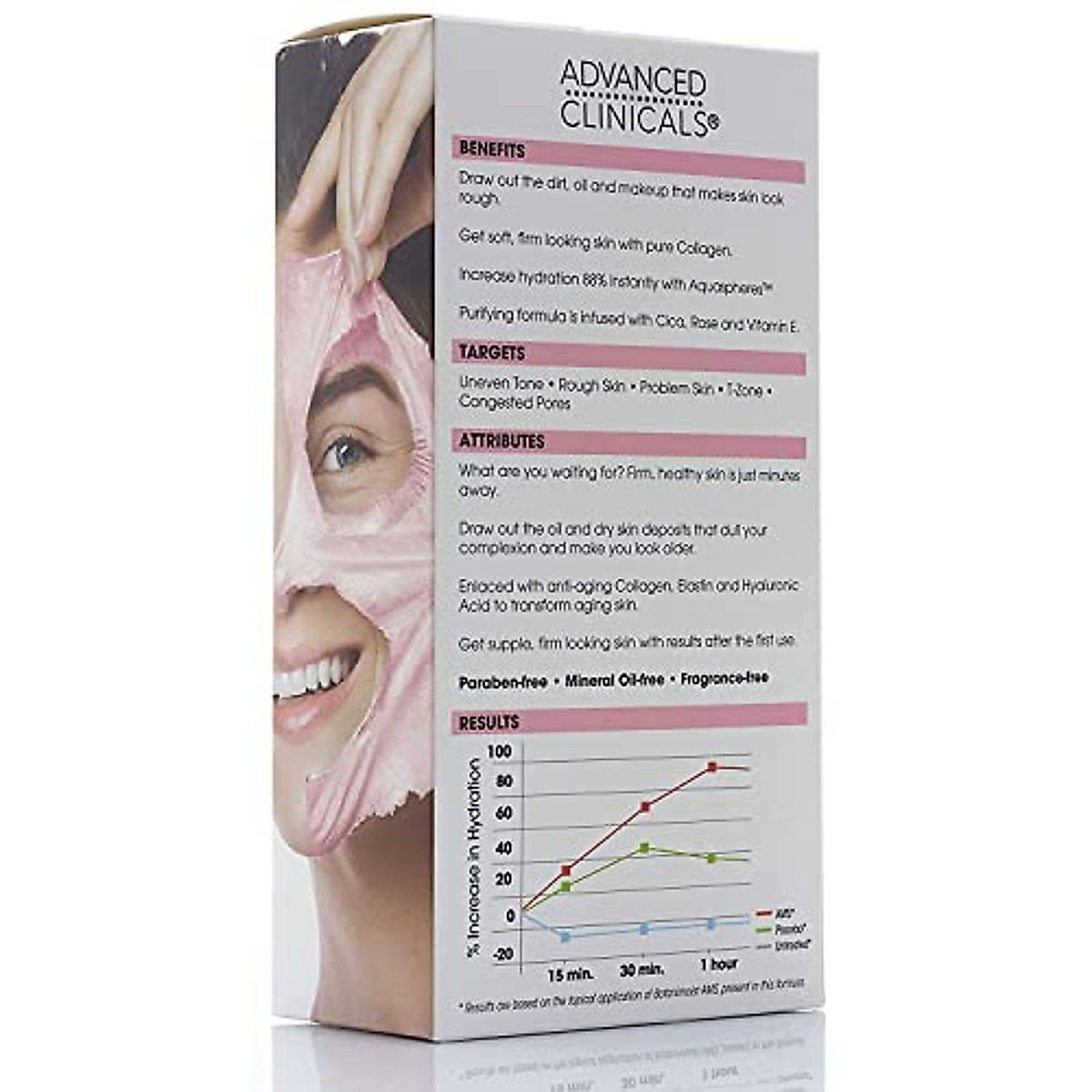Advanced Clinicals Collagen + Hyaluronic Acid Anti-Aging Peel-Off Face Mask Hydrating, Tightening, & Firming Vegan Peel Off Face Masks Smooth Wrinkles & Pores, & Even Skin Tone (3.4 Fl Oz)