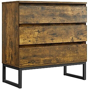 MAXCBD Nightstand Bedside Table Drawer Cabinet 3-Drawer Storage Cabinet Organizer with Metal Leg for Living Room Hallway Cabinet of 3-Drawer Stable Structure Storage Tower Dresser