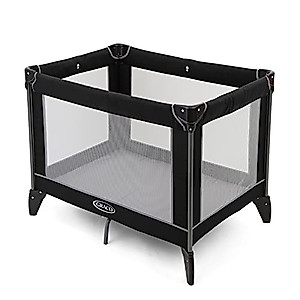 Graco Compact Travel Cot (Birth to 3 Years Approx.) with Signature Push-Button Fold, Black/Grey