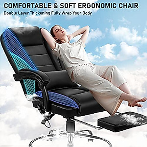 NOBLEMOOD Heated Massage Office Chair Ergonomic Big and Tall Reclining Computer Chair Swivel Executive Desk Chairs with Footrest and Lumbar Pillow (Black)