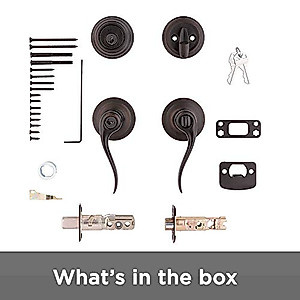 Kwikset 991 Tustin Entry Lever and Single Cylinder Deadbolt Combo Pack featuring SmartKey in Venetian Bronze (99910-041)