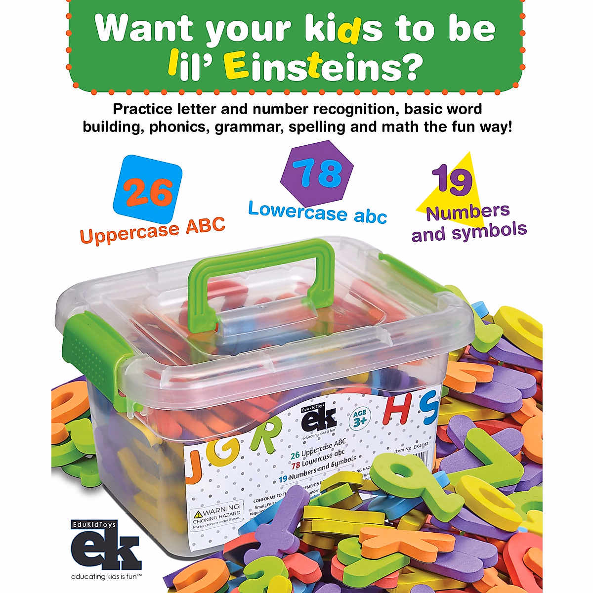 Magnetic Foam Letters and Numbers Premium Quality ABC, 123 Foam Alphabet Magnets | Educational Toy for Preschool Learning, Spelling, Counting in Canister