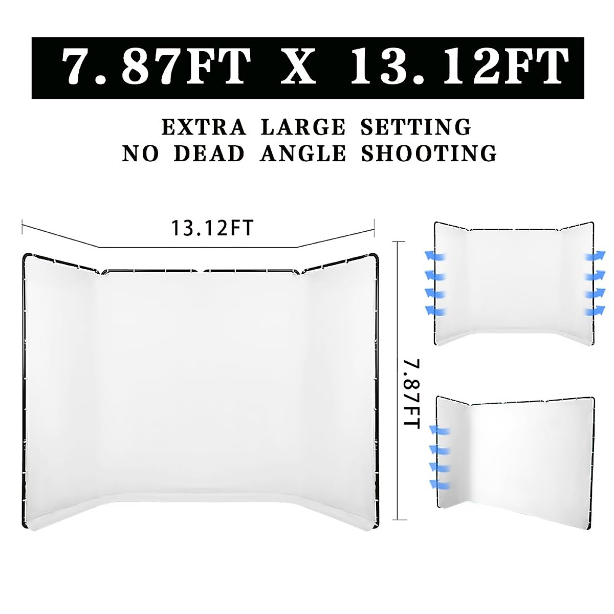 GSKAIWEN 7.87ft x 13.12ft White Screen Backdrop with Stand, Portable Large Wrinkle-Resistant Collapsible Photography Background for Photo Studio Video Shooting, Portrait Product Headshot Photography