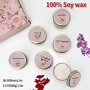 Baleid Flower Scented Candles Gift Set of 6 Pack Bulk, Natural Soy Wax 2.9 OZ Jar Portable Travel Small Tin for Men Women 7% Pure Grade Fragrance Essential Oils Stress Relief Aromatherapy Home Yoga