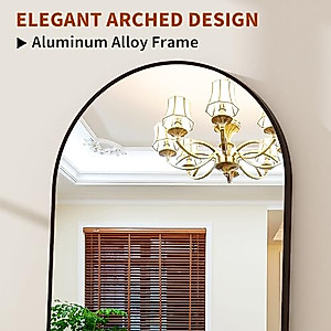 GLSLAND-21 x64 Full Length Floor Mount Mirror-Aluminum Alloy Frame-Arch Mirror Full Length HD-Full Body Mirror-for Bedroom or Living Room, Black