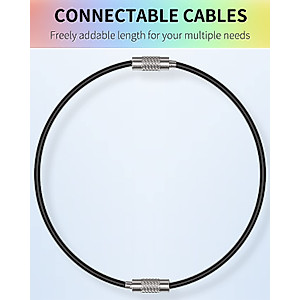 Uniclife 4 Inch Wire Keychain Cable in 6 Assorted Colors Large Stainless Steel Key Ring Loop Holder for Outdoor Hiking Heavy Duty Connectable Luggage Tag Keeper for Sport and Travel, 12 Pack