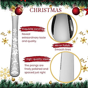 Vilihkc 20 Piece Stainless Steel Christmas Style Silverware Set Flatware Set Kitchen Utensil Set Service for 4 Tableware Cutlery Set for Home and Restaurant Dishwasher Safe