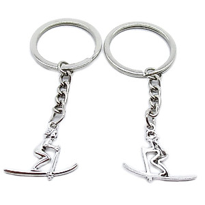100 Pieces Keychain Keyring Door Car Key Chain Ring Tag Charms Supplies FM0U8Y Skiing Ski