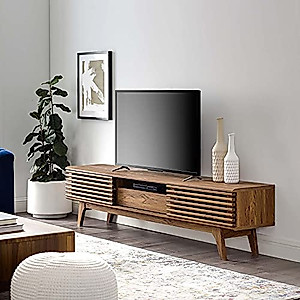 Modway Render 70" Mid-Century Modern Low Profile Entertainment TV Stand, 70 Inch, Walnut Walnut