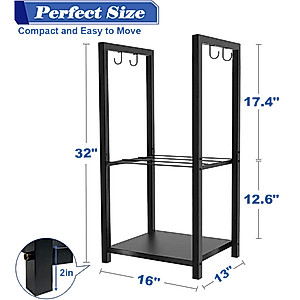 Koutemie 2 Tiers Small Firewood Log Storage Rack Holder for Indoor Fireplace or Outdoor Patio, Black