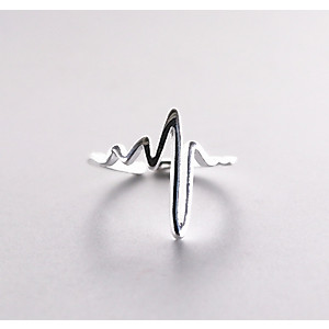 Helen de Lete Innovative Heart Beat Sterling Silver Open Ring