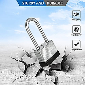 Travate Keyed Alike Padlocks, Laminated Heavy Duty Padlocks Keyed Alike Set of 6, Key Lock with 1-9/16"(40mm) Wide Body 2-inch Long Shackle for Storage Unit, Sheds, Garages and Fence