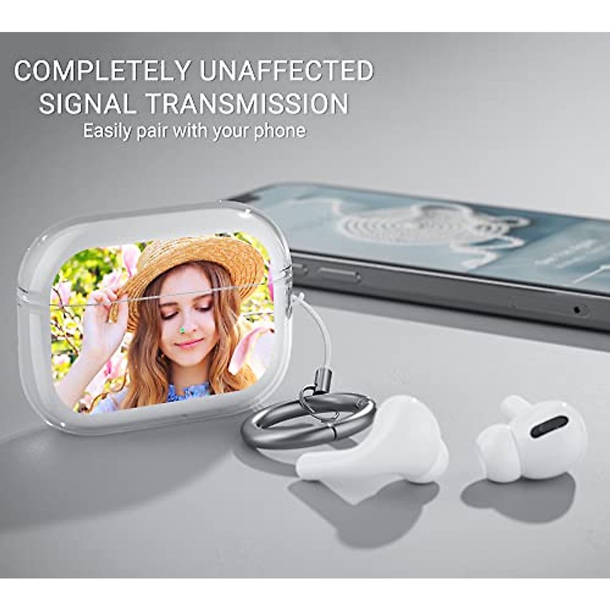 Personalized Case for Airpods Pro 2nd Generation Cover, Custom Photo Airpod Pro 2 Case Soft Clear TPU with Keychain for Men Women,for Apple AirPods Pro 2 2022