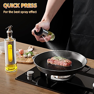 Kinkota Stainless Steel Olive Oil Dispenser Bottle and Sprayer Set, 17 OZ, 500 ML, 2 Count, Kitchen, Cooking