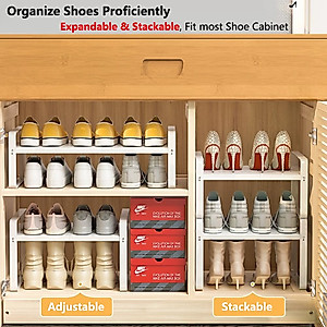 Yagizaai Bayou Expandable Shoe Rack, Adjustable Closet Shoe Storage Organizer, Heavy Duty Carbonsteel Shoe Shelf, Stackable Free Standing Shoe Rack for Small Space (7", 2Pack)