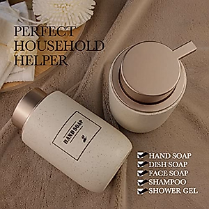 GIRLUFO White Soap Dispenser,Kitchen Foaming Ceramic Soap Dispenser with Champagne Gold Pump,Foam Soap Dispenser for Cleanser Essence,Shower Gel,11.5OZ Sanitizer Dispenser