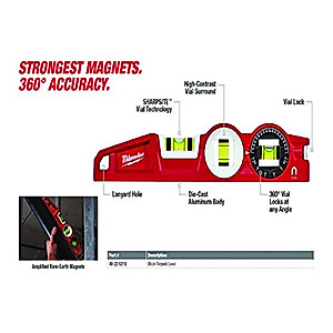 Milwaukee MLBXC48 10 Inch/24 Inch/48 Inch REDSTICK Box and Torpedo Level Set