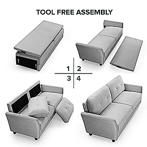 ZINUS Ricardo Velvet Loveseat Sofa / Easy, Tool-Free Assembly, Grey Velvet