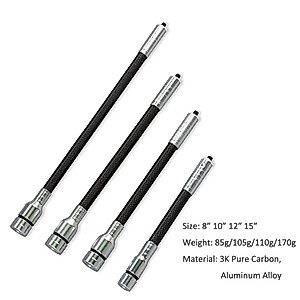 ZSHJG Archery Bow Stabilizer Balance Bar Extension Pole Rod 4-34 inch Carbon Fiber Shock Absorber for Recurve Compound Bow(12 inch)