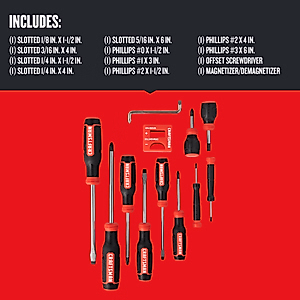 CRAFTSMAN Screwdriver Set, Bi-material, 12 Piece (CMHT65071N)