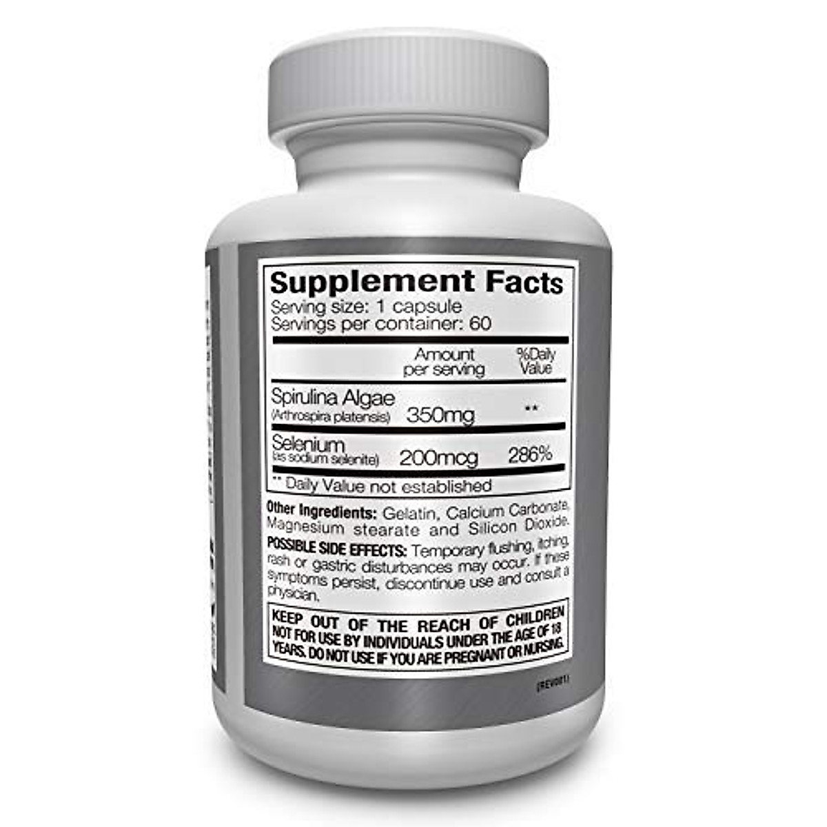 Boost Concentration, Memory and Energy with Premium Selenium + Spirulina - Premium Antioxidant Supplement for Brain Function - 120 Day Supply (120 Capsules) - (2-Pack)