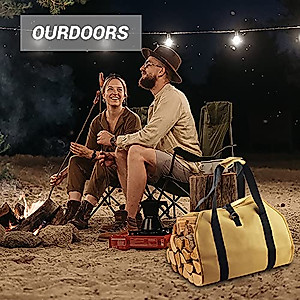 Firewood Carrier Log Tote Bag, Canvas Log Holder Waterproof Canvas Bag, Large Log Carrier for Firewood, Fireplace Log Holder with Handle for Indoors, Woodpile Rack Fire Wood Carrying Outdoor, Camping