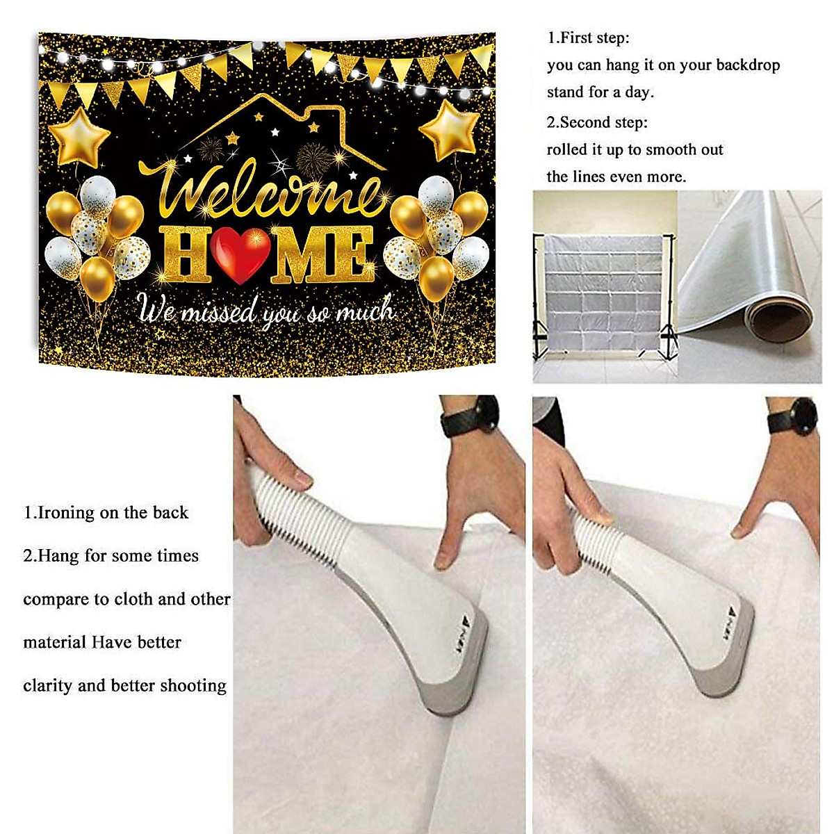 Gold and Black Welcome Home Banner Family Reunion Backdrop Welcome Home Decorations We Missed You So Much Decorations Welcome Back Banner Welcome Sign for Party Supplies 7x5FT