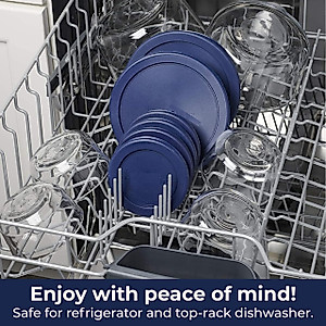 Wood Grip - Pyrex Replacement Lids - Durable, Leakproof Lids for Pyrex Glass Containers - Fits 2 Cup Round Glass Bowls for Secure Food Storage - 6 Pack, Blue, 4-3/4" Diameter