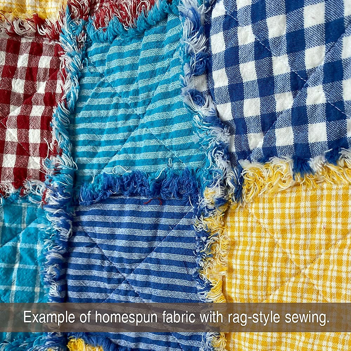 Cottage Blue 5 Mini Buffalo Plaid Cotton Homespun Fabric by JCS - Sold by The Yard