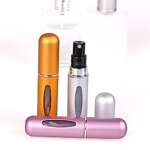 Shuiniba Mini Refillable Perfume Atomizer Bottle, Refillable Perfume Spray, Scent Pump Case, Perfume Atomizer Refillable Travel,5ml, Pink,Gold,Silver - 3PCS