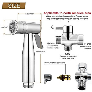 Handheld Bidet Sprayer for Toilet, Soosi Dual Mode Spray Head (Jet/Soft) Baby Cloth Diaper Sprayer Bidet for Toilet Stainless Steel Bathroom Hand Held Muslim Shattaf Kit Brass T-Adaptor 47 inch Hose