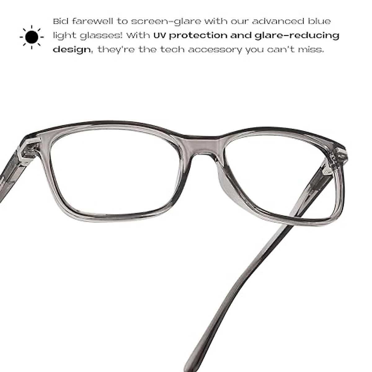 Readerest Blue Light Blocking Reading Glasses (Grey, 1.00 Magnification) Computer Eyeglasses With Thin Reflective Lens, Antiglare, Eye Strain, UV Protection, Stylish For Men And Women