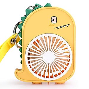 CCYLEZ Portable Handheld Fan,2 Speed Adjustable Faste Heat Dissipation Desk Fan,USB Rechargeable Battery Operated Table Fan with Dinosaur Shape,for Girls Women Kids Outdoor Summer Gift(Yellow)