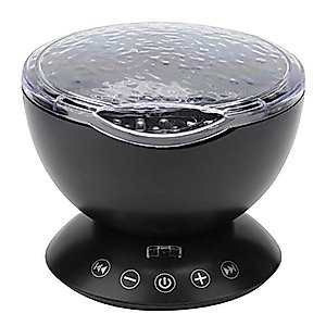 Hakeeta Ocean Wave Projector, 7LED Marine Color Projection Automatic Rotation Music Playback Remote Projector Night Light.