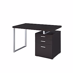 Coaster Furniture Brennan Modern 3 Drawer Home Office Writing Computer Desk Silver Metal Frame Cappuccino Brown Silver 800519