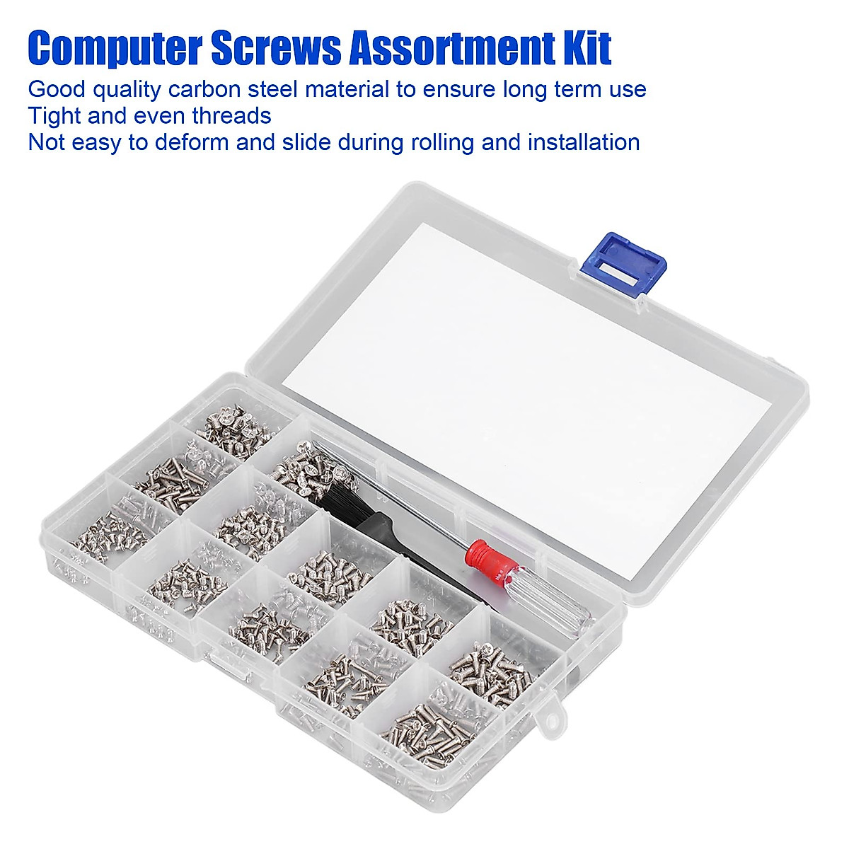 Computer Screws 600Pcs Computer Screws Assortment Kit, Micro Flat Head M2 M2.5 M3 with Screwdriver and Brush for Hard Drive Computer Case