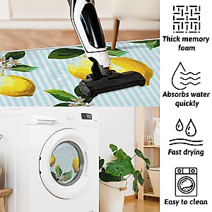 Lemon Tree Stripe Oval Rug Small Rugs for Bedroom Aesthetic Bedside Bedroom Rug Soft Shag Runner Carpet Modern Fluffy Nursery Area Rugs Home Decor 1.64 x 4 Feet