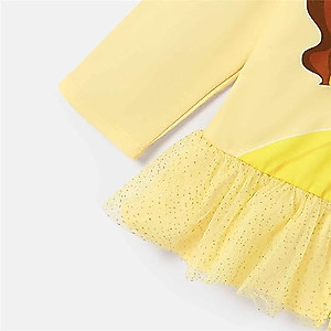 Disney Princess Toddler Girl Zip Up Hoodies Long-sleeve Pullover Sweatshirt Top, Yellow, 3T