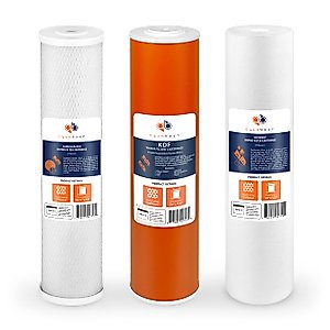 AQUABOON 5 Micron 20" x 4.5" KDF, Sediment & CTO Carbon Block Replacement Filter Cartridges Set | 1 set, 3 filters in a Set | COMPATIBLE WITH: EP20-BB, 2C-20BB, 155358-43, DGD-5005-20