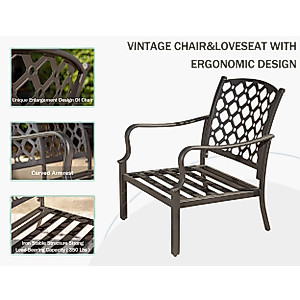 Domi Outdoor 7 pcs Patio Dining Set, Metal Dining Table, Swivel and Dining Chairs Conversation Set with Removable Beige Cushions for Garden Lawn Yard