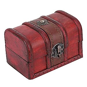 ZZYINH AN207 Fashion Vintage Wooden Jewelry Storage Box Handmade Wooden Charm Jewelry Necklace Bracelet Earring Decorative Display Case Small Jewelry (Color : Buckle)