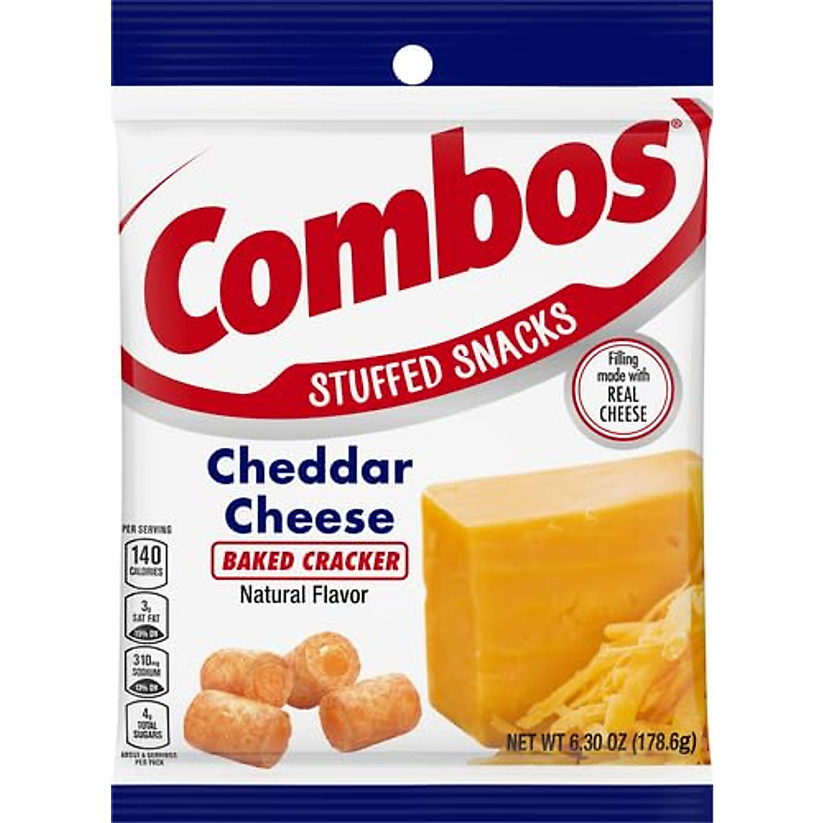 COMBOS Cheddar Cheese Cracker Baked Snacks 6.3-Ounce Bag